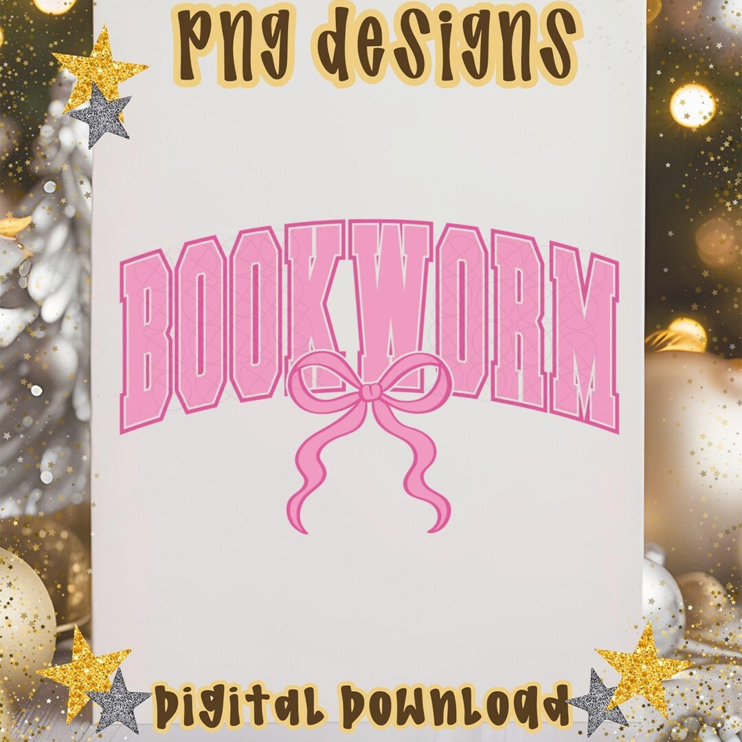 Bookworm PNG: Pink Bow Clipart for Librarian (digital Download) - Etsy