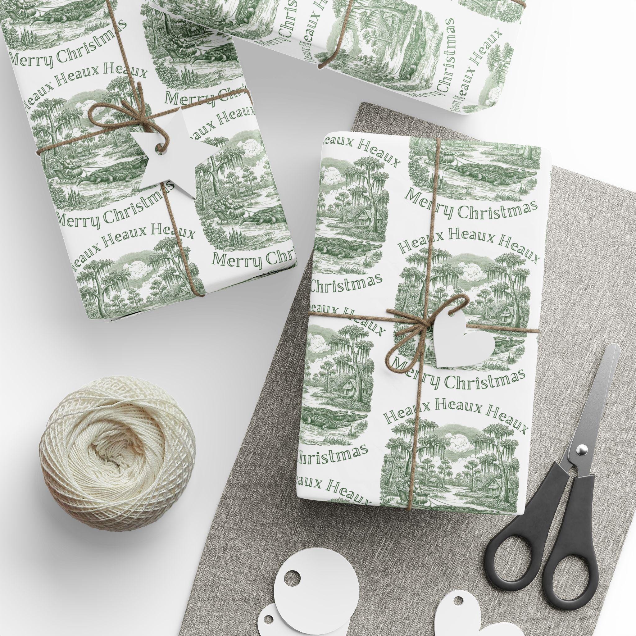 Bayou Toile Alligator Sleigh Christmas Wrapping Paper | Southern ...
