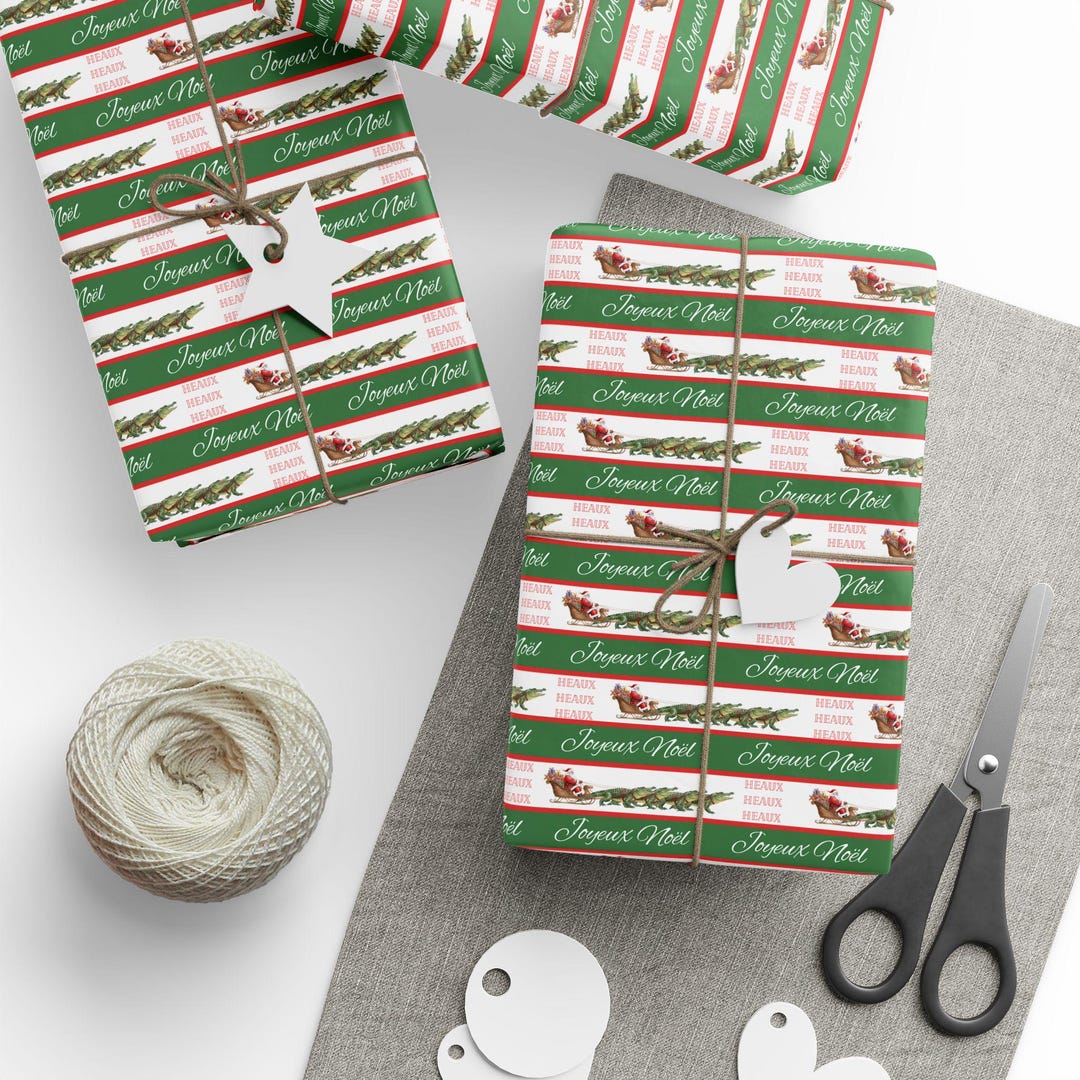 Joyeux Noël & HEAUX Alligator Sleigh Wrapping Paper | Unique Southern ...