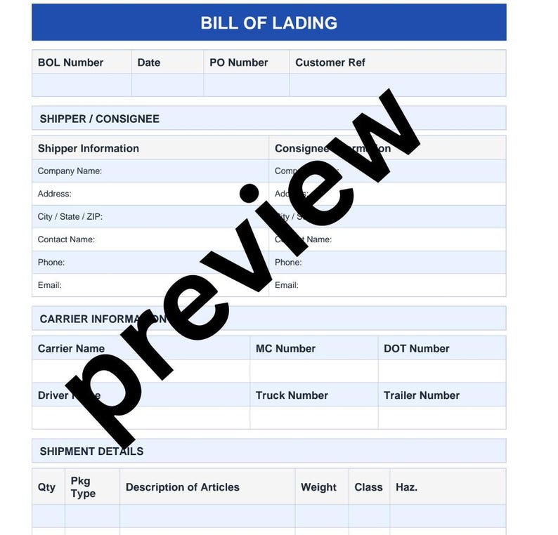 Editable Freight Load Documentation Bundle | BOL, Rate Confirmation ...
