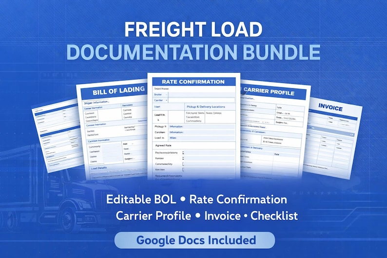 Editable Freight Load Documentation Bundle | BOL, Rate Confirmation ...