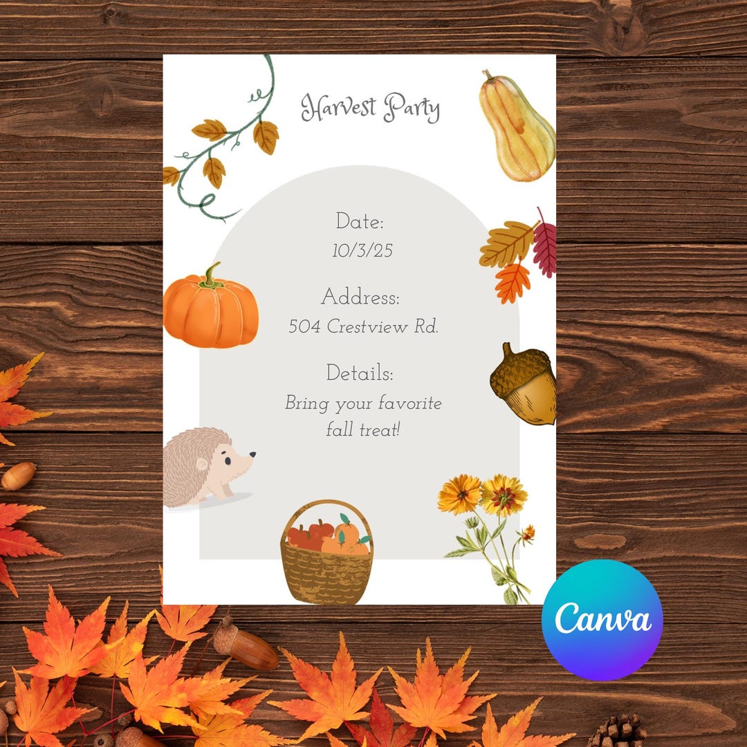 Fall Harvest Party Invitation, Friendsgiving Dinner Evite, Editable ...