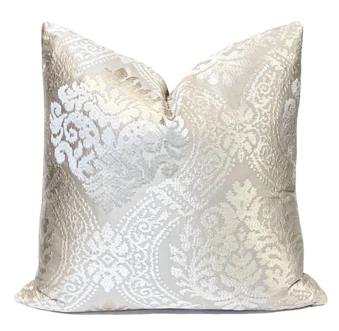 Stroheim Oyster Shell Lowry Frame | Embroidered Damask Silk Pillow ...