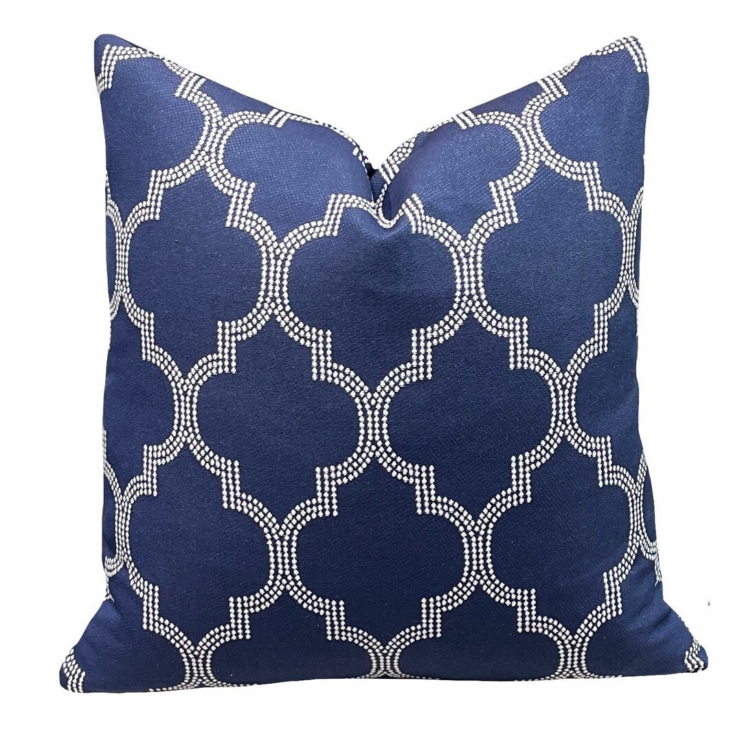 Indigo Blue Moroccan Lattice Pillow Cover: Bella Dura Outdoor Fabric - Etsy