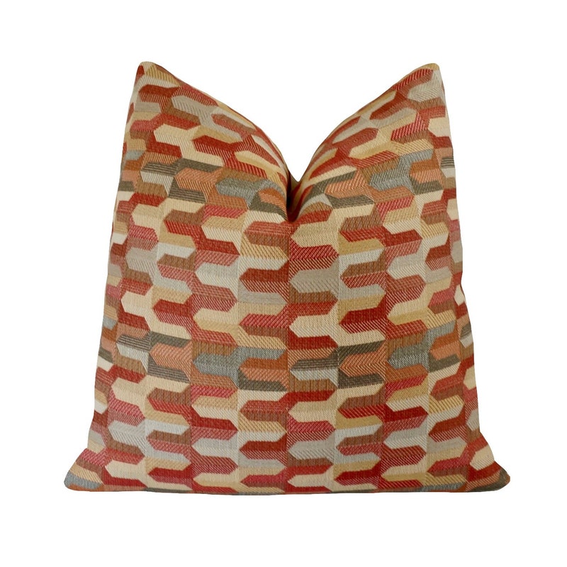 Red Geometric Pillow - Etsy