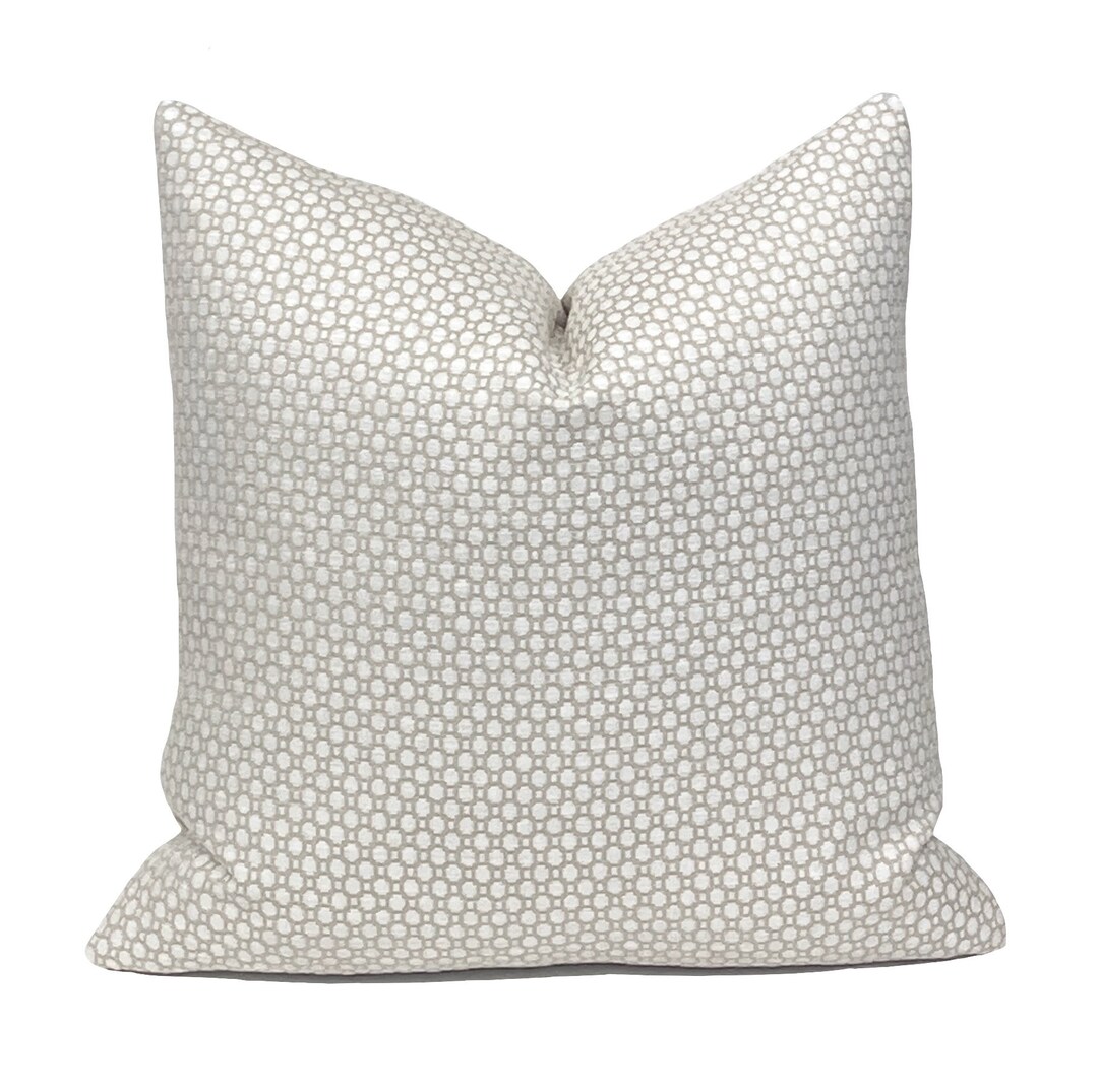 Beige Pearl Chenille Geometric Dots Pillow Cover | Jaclyn Smith | Designer Pillow | Decorative ...