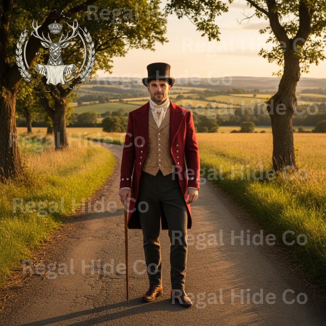 Men’s Regency Burgundy Frock Coat | Georgian Gentleman Overcoat | 19th ...