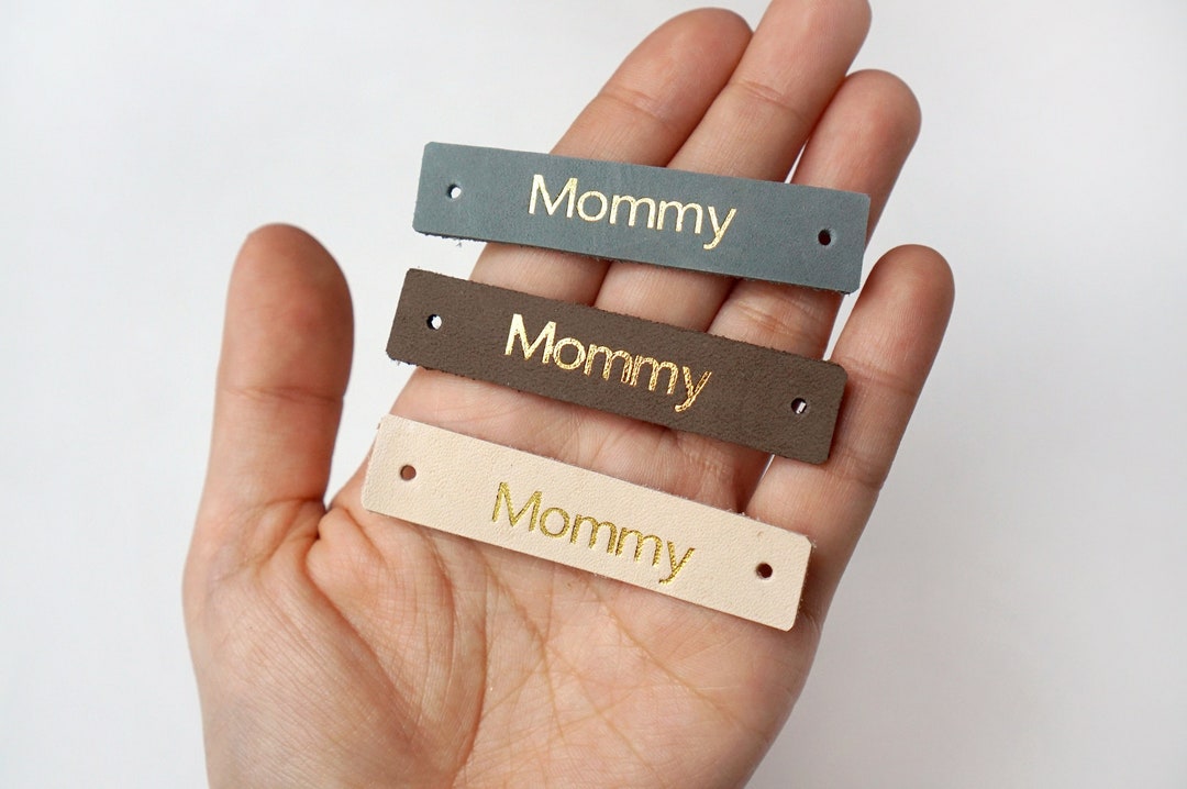 Personalized GOLD Foil Leather Name Tag, Custom Leather Name Tag ...