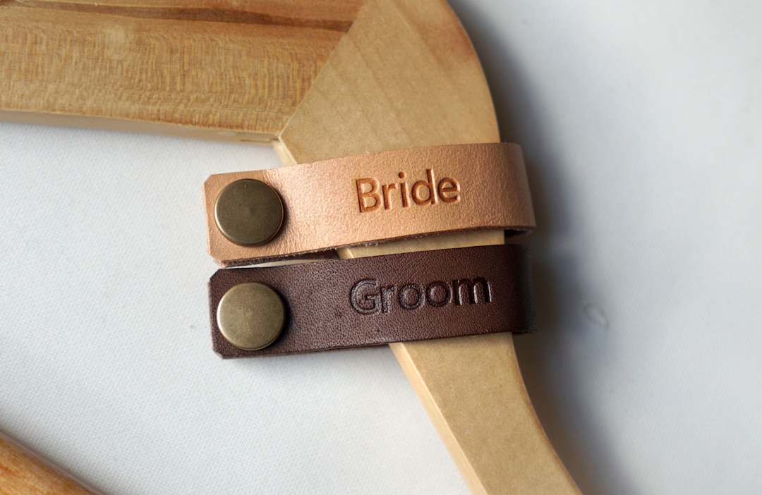 Personalized Leather Name Tag With Snap Button, Custom Leather Naming ...