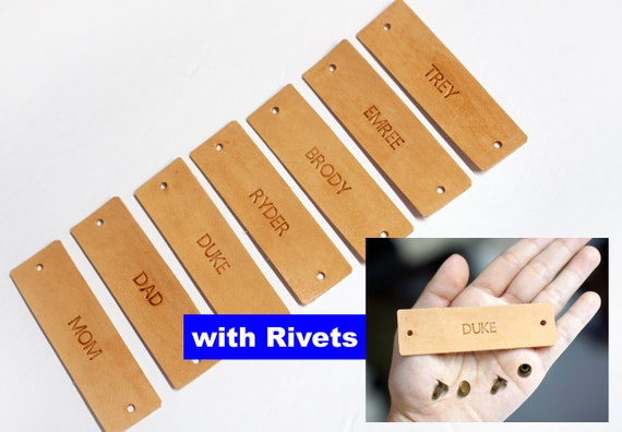 Personalized Leather MOM Name Tag With Rivets Custom Leather - Etsy