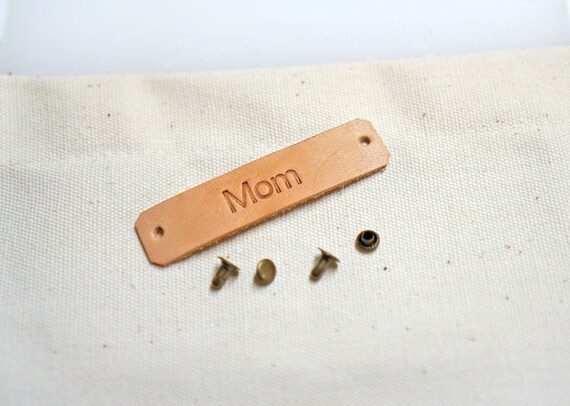 Personalized Leather MOM Name Tag With Rivets Custom Leather | Etsy