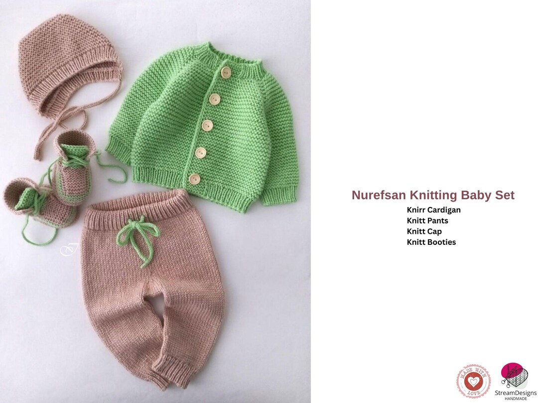 Baby Shower Gift Set Knitting Pattern Bundle – 4 in 1 Baby Outfit PDF ...