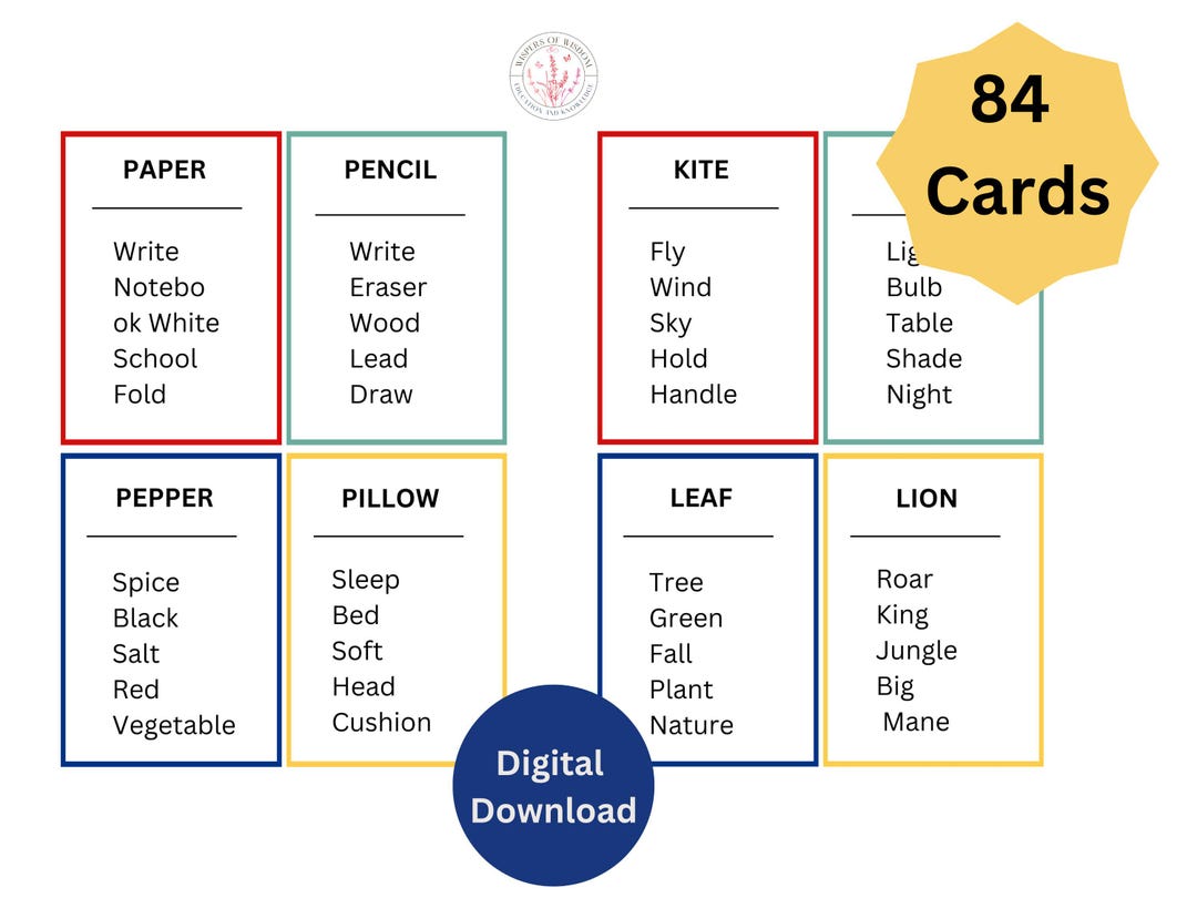 Kids Taboo Game, Printable Family Card Game, Simple and Fun Activity ...