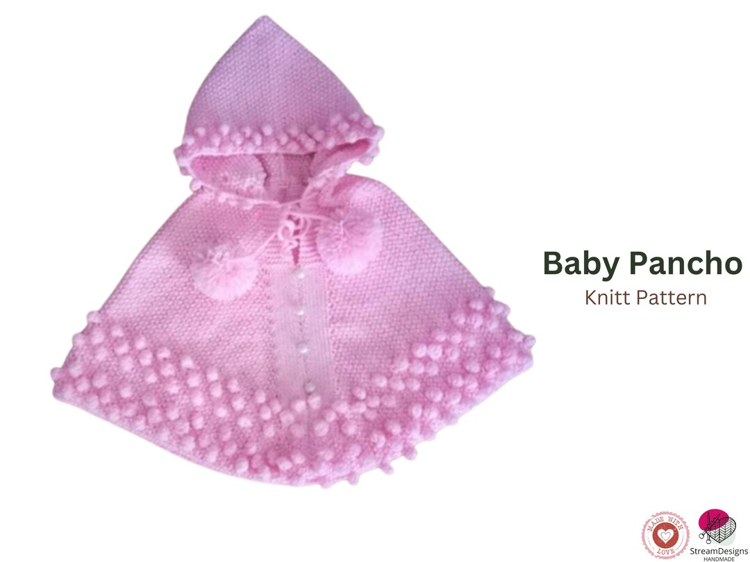 Baby Pancho Knitting Pattern – Hooded Popcorn Poncho – Make Childhood ...