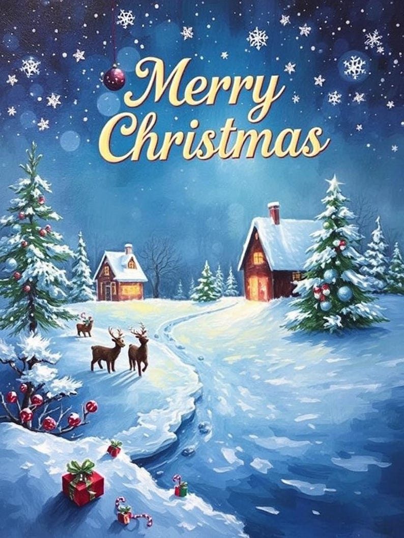 Set of 3 Merry Christmas Postcards / Happy Christmas / Format: A6 / No ...