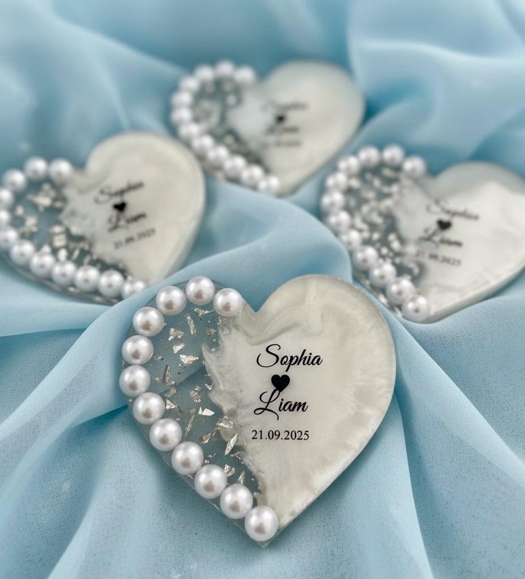 Personalized Pearl Heart Magnet, Wedding Favor Keepsake , Baptism Gift ...