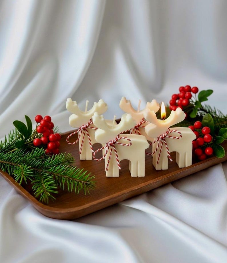 Christmas Candle Favors , Reindeer Candles , New Year Gift - Etsy