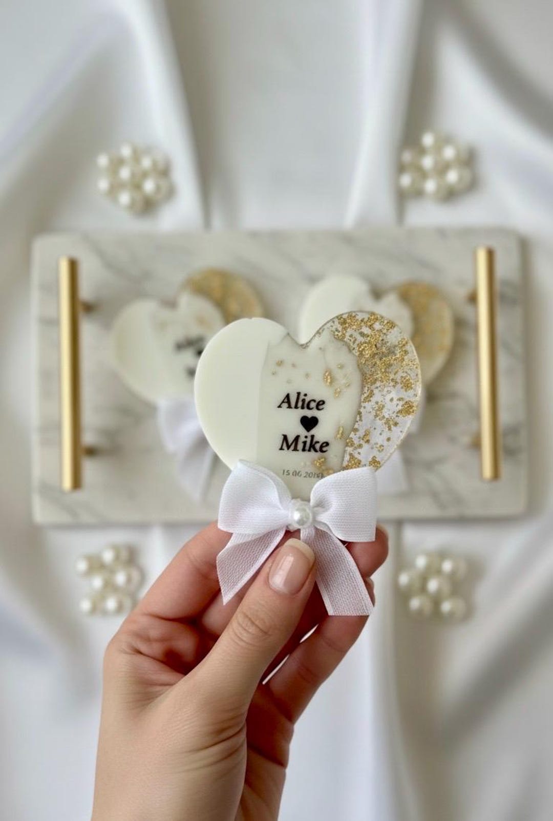 Personalized Heart Epoxy Magnet , Wedding Favors for Guest , Baptism ...