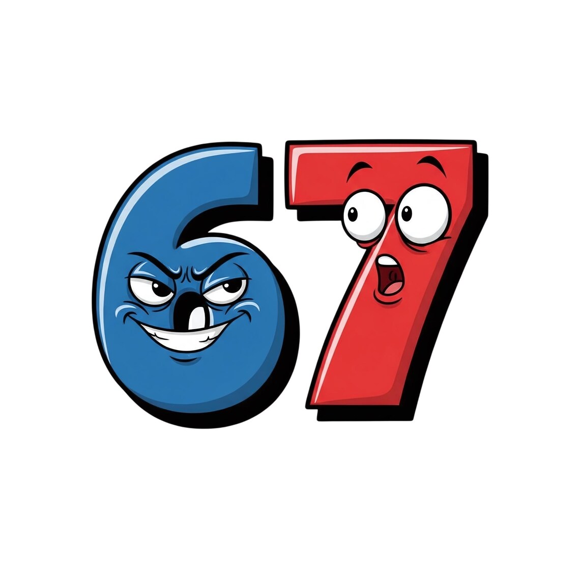 67 Six Seven Meme PNG, Funny Gen Alpha Cartoon Number Clipart, Cute ...