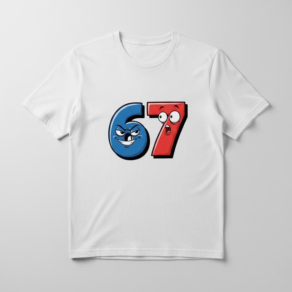 67 Six Seven Meme PNG, Funny Gen Alpha Cartoon Number Clipart, Cute ...