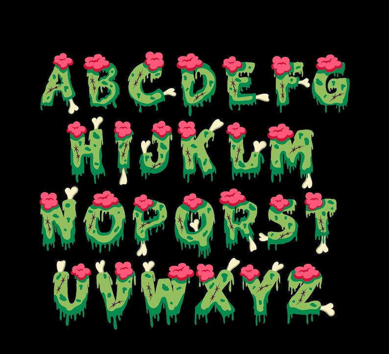 Frankenstein Monster Alphabet Clipart: Spooky Halloween Letters ...