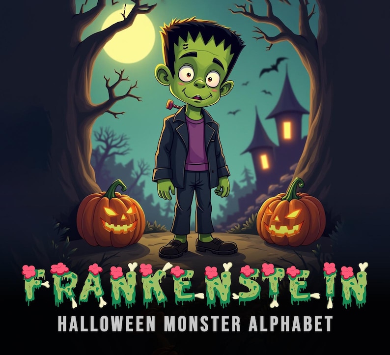 Frankenstein Monster Alphabet Clipart: Spooky Halloween Letters ...