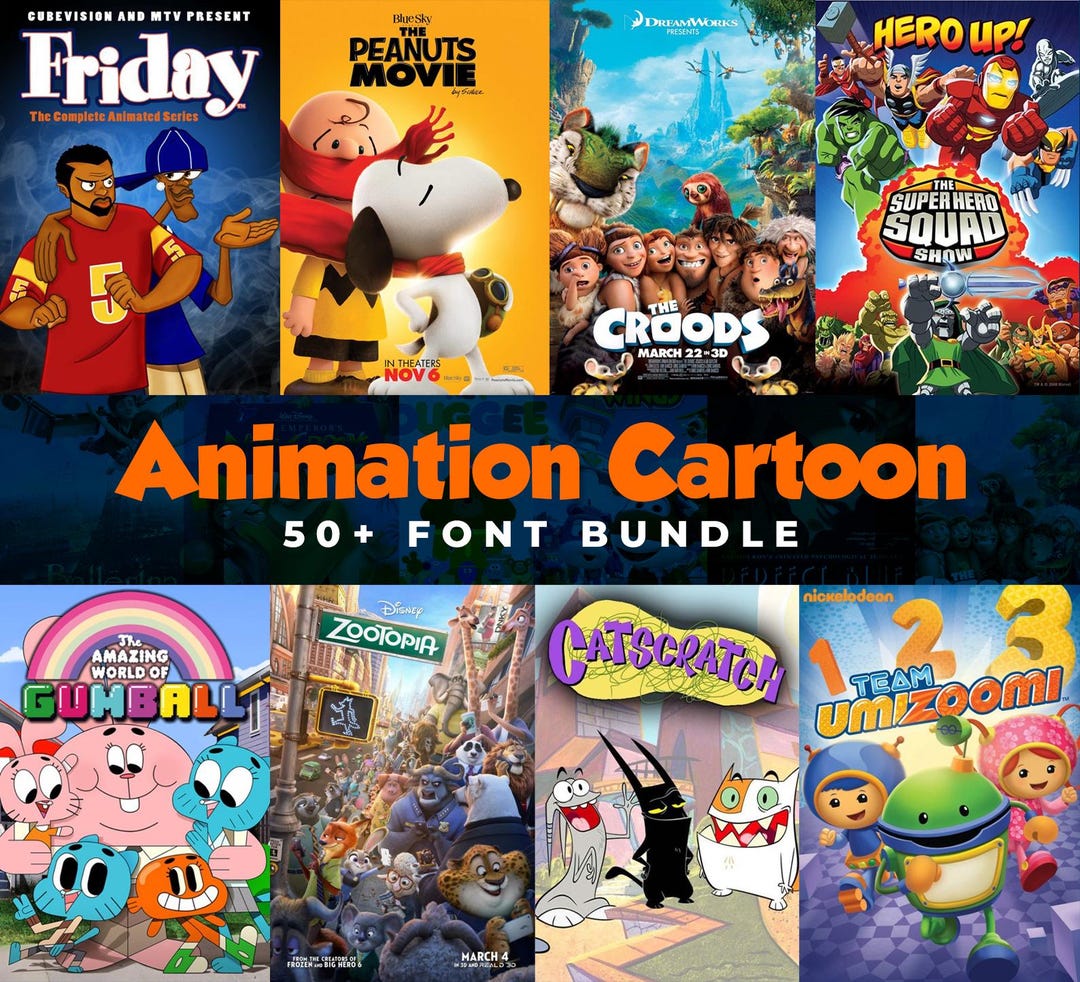 60 Animation Fonts Bundle | Cartoon & Comic Pack (digital Download) - Etsy