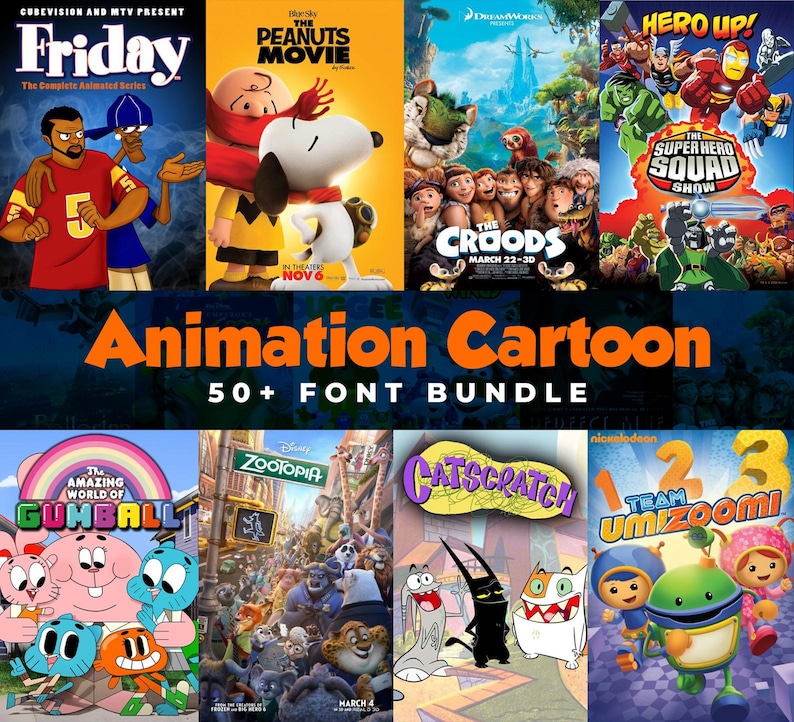 60 Animation Fonts Bundle | Cartoon & Comic Pack (digital Download) - Etsy