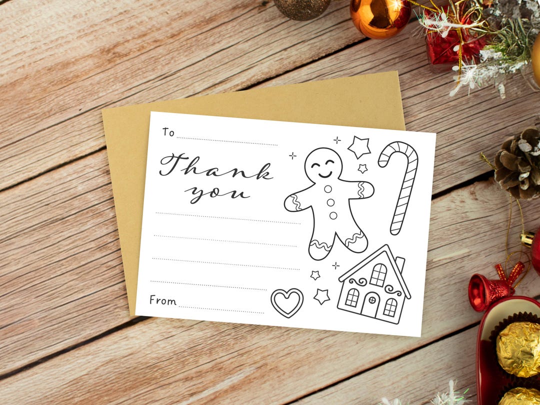 Kids Christmas Thank You Cards – Printable Holiday Fill-in Notes ...
