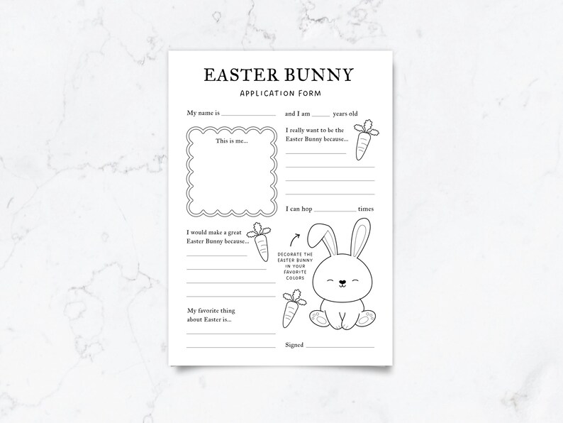 Easter Bunny Application Form Printable | Fun Easter Activity for Kids ...