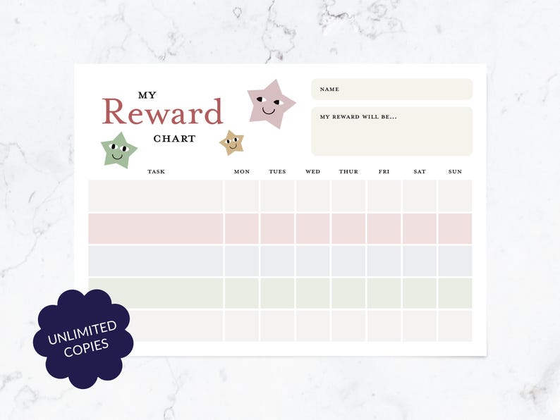 Printable Weekly Reward Chart | Behavior Chart | Kids Chore Tracker (US ...