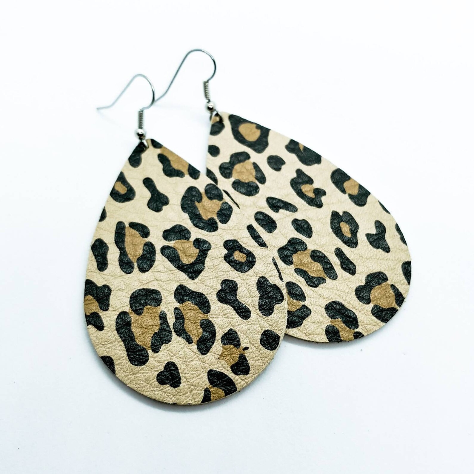 Leather Earrings Cheetah New Color Small Caramel Leopard - Etsy