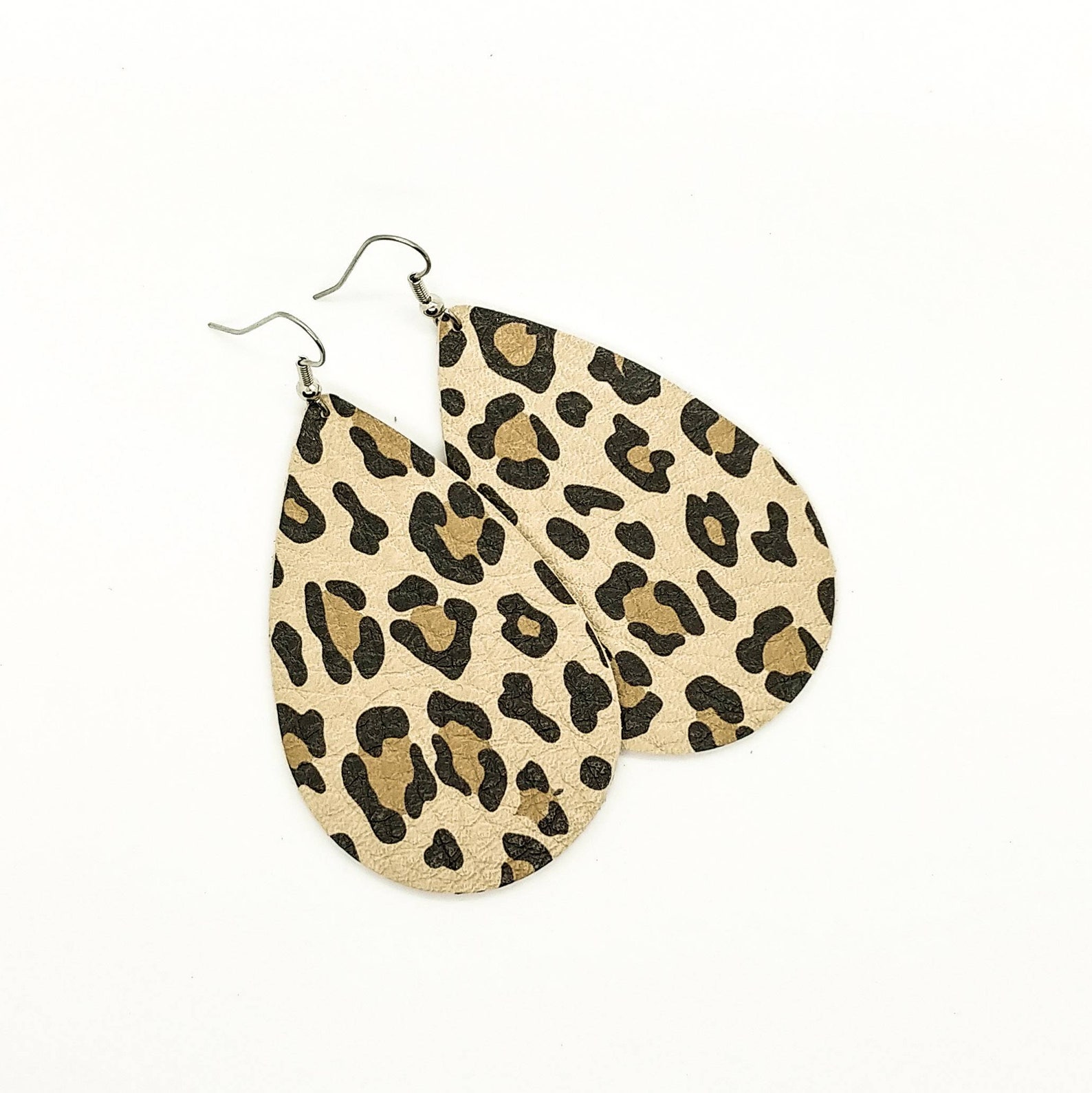 Leather Earrings Cheetah New Color Small Caramel Leopard - Etsy