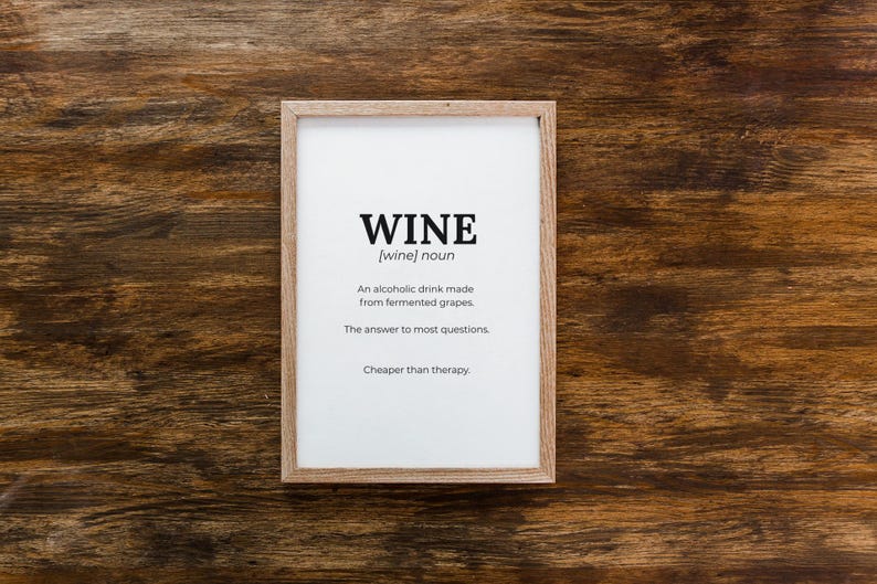 Funny Wine Definition Print, Wine Lover Gift, Kitchen Wall Art, Bar ...