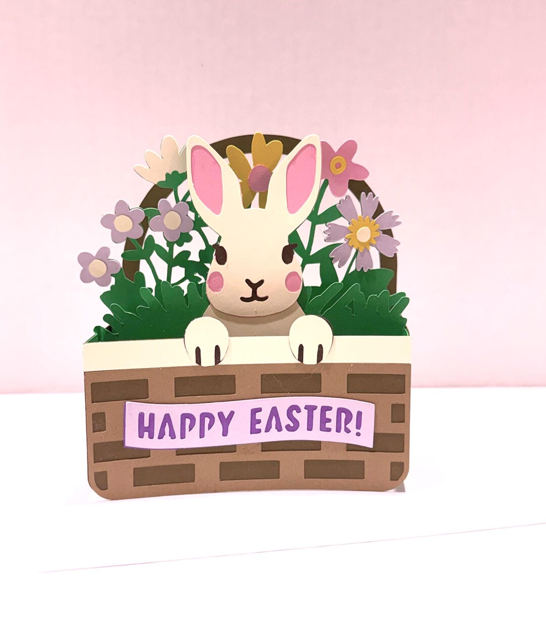 Handmade 3D Easter Card – Bunny Basket Spring Floral Greeting - Etsy