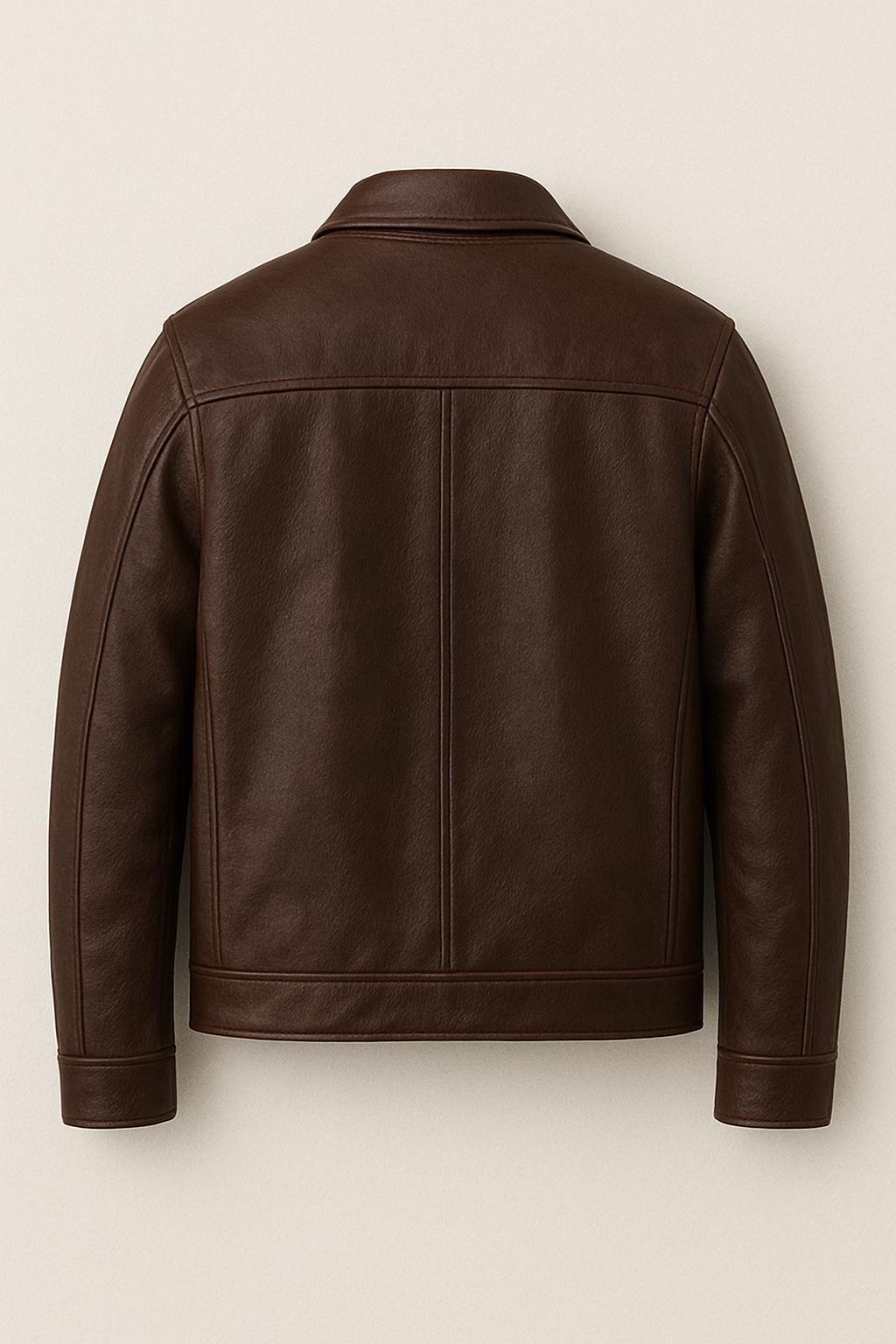 Modern Minimalist Dark Brown Leather Jacket – Back Side - Etsy