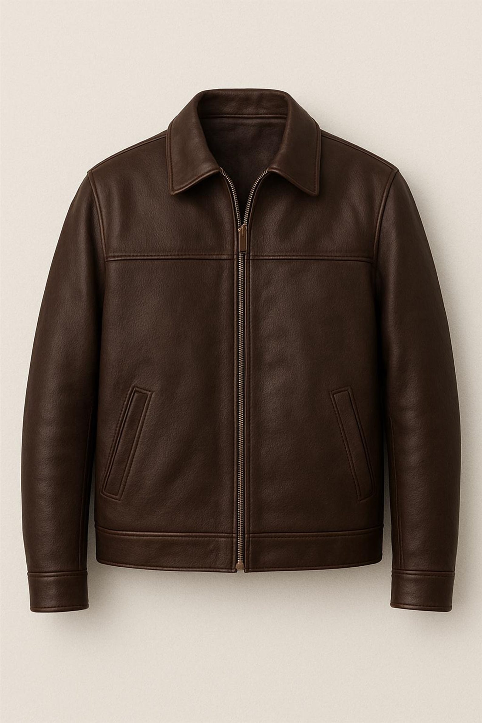 Modern Minimalist Dark Brown Leather Jacket – Back Side - Etsy