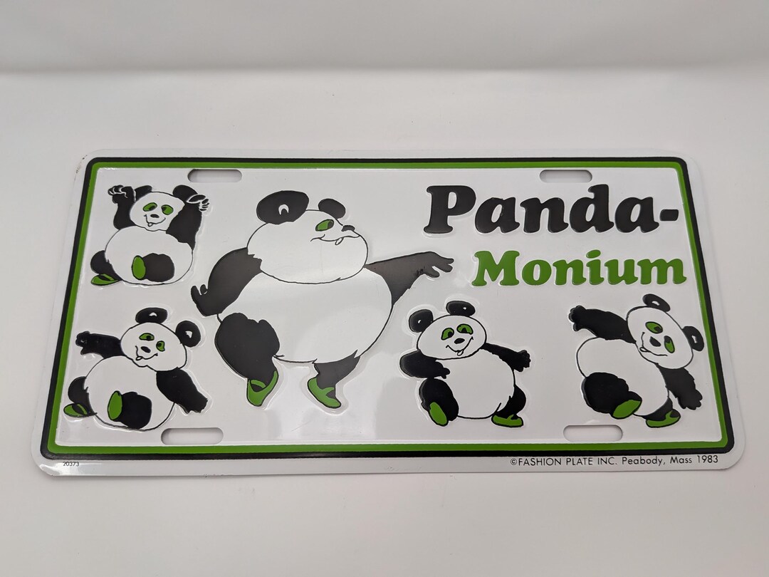 Vintage "panda-monium" Vanity License Plate, Never Used - Etsy