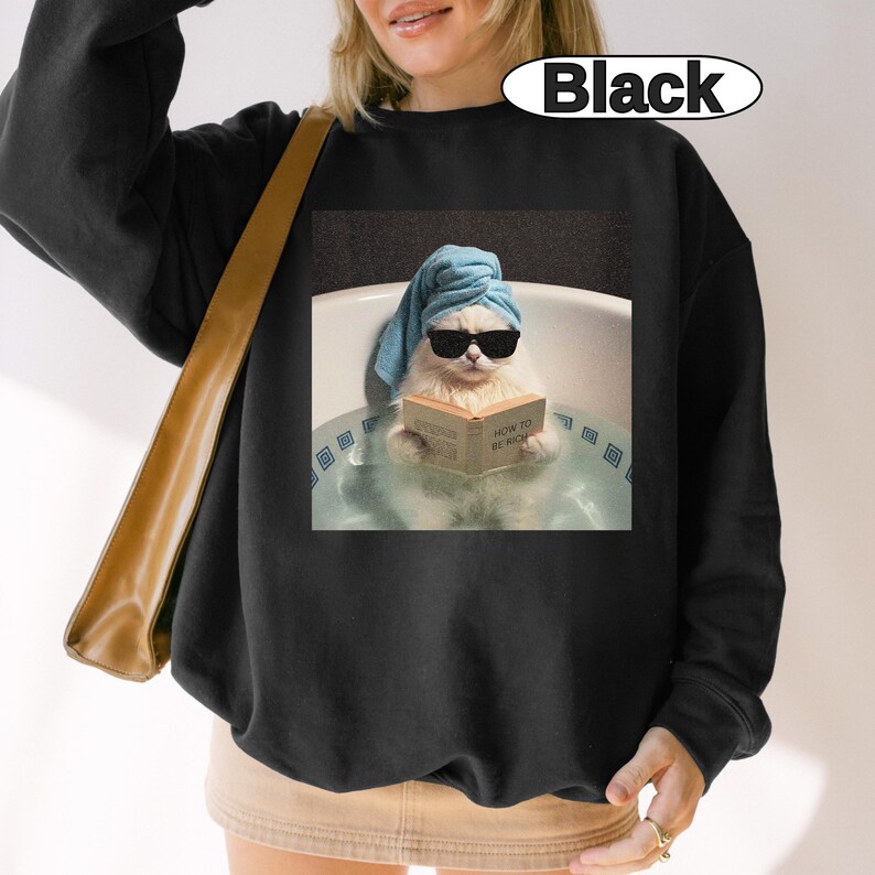 Vintage Cat Meme Sweatshirt: Funny Book Lovers Gift - Etsy