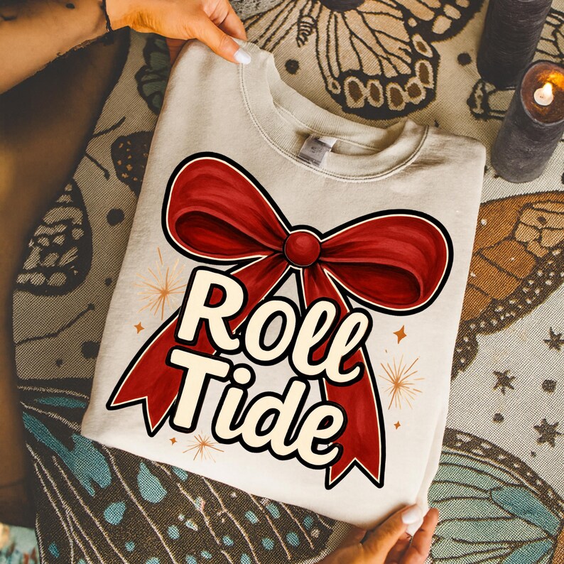 Roll Tide Png,alabama Crimson Bow Graphic,hand Painted Bow Png,alabama ...