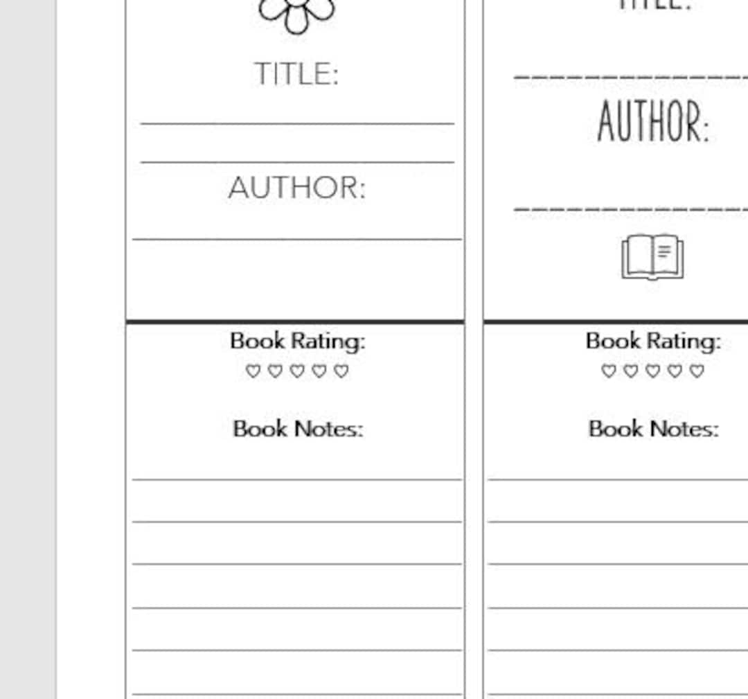 Editable Bookmark Template (4 per Page) - Etsy