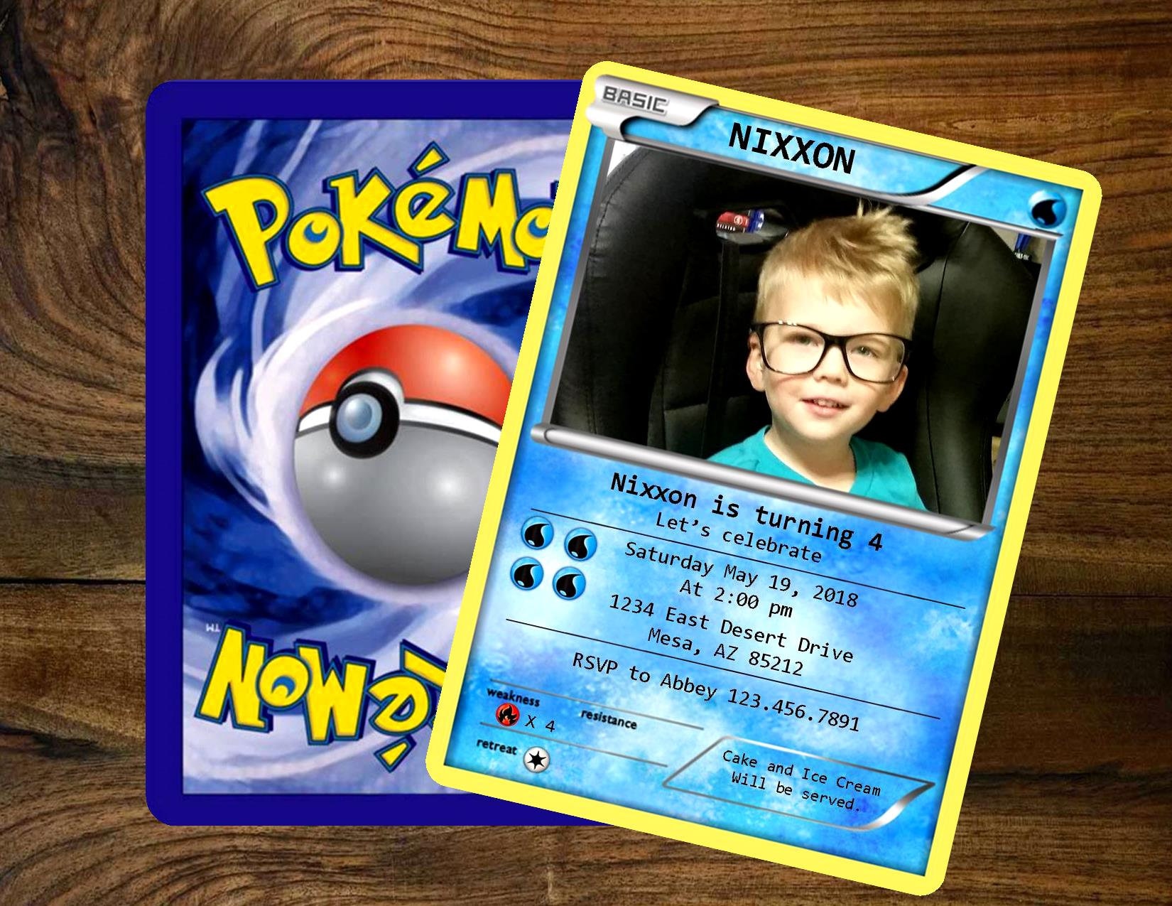 Pokemon Card Birthday Invitations - Printable Cards
