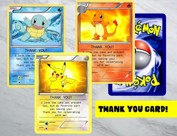 Pokemon set of 3 Thank you cards | Etsy