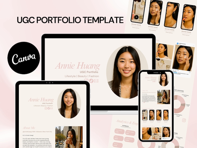 UGC Portfolio Canva Template: Lifestyle, Beauty & Fashion (digital ...