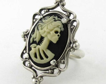 Lolita Skeleton Lady Cameo Ring Sterling Silver Custom Jewelry - Etsy