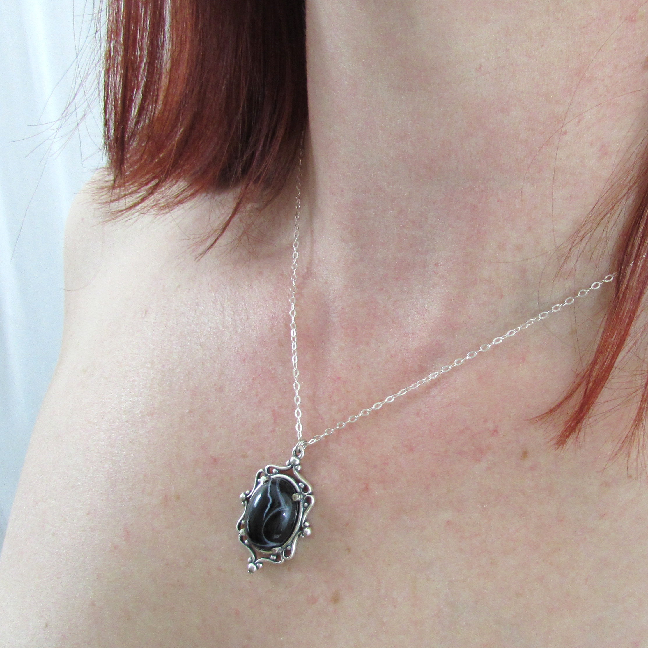 Black Agate Cameo Pendant - Etsy