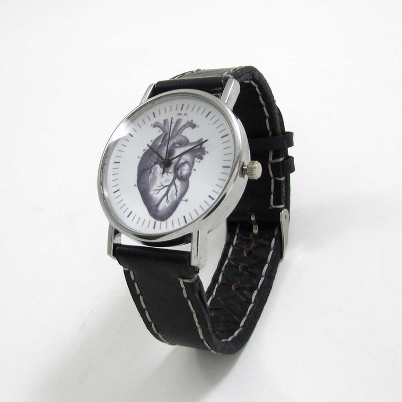 Anatomical Heart Wrist Watch W/ Black or Brown Leather Strap - Etsy