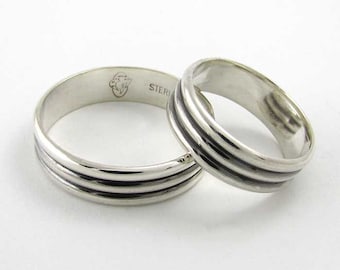 Chunky Silver Band, Wide Silver Band, Textured Silver Band, Rippled ...