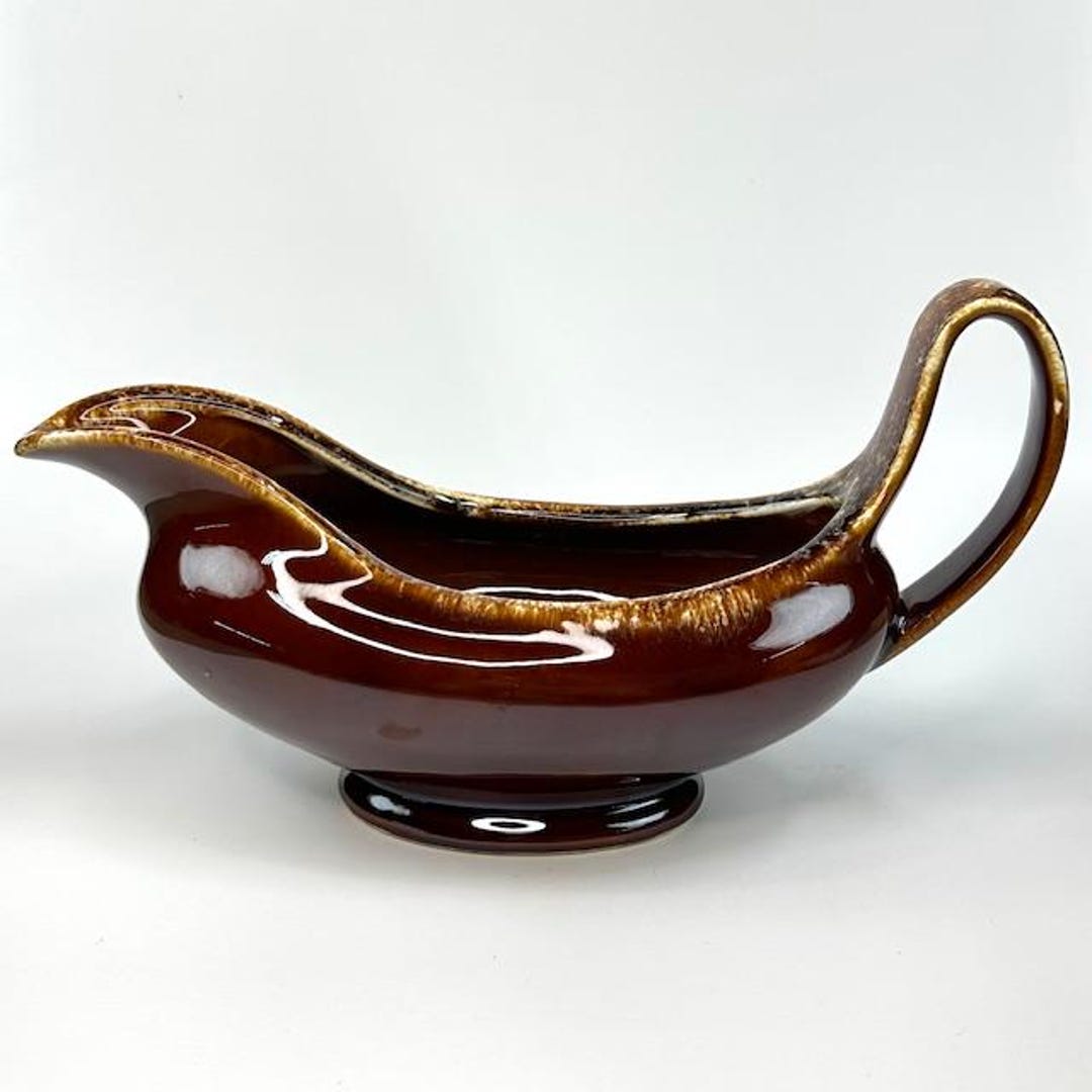 Vintage Hull Pottery Brown Drip Gravy Boat - Etsy