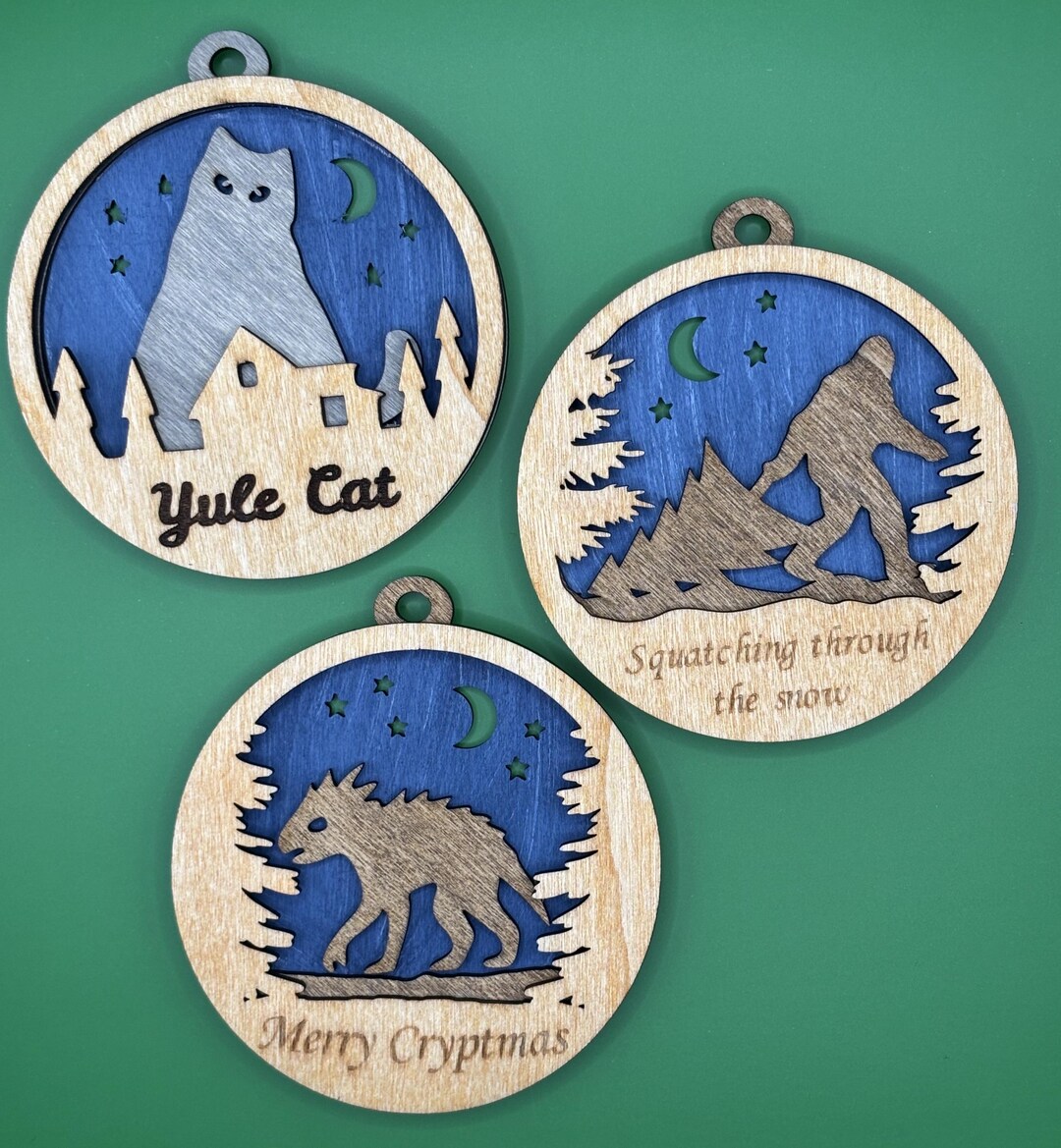 Cryptid Wood Ornaments - Etsy